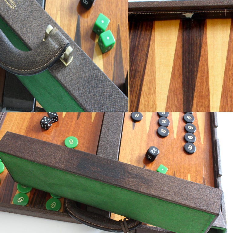 Vintage Gucci Backgammon Game Travel Leather Case Horse-bit Webbing 70s ...