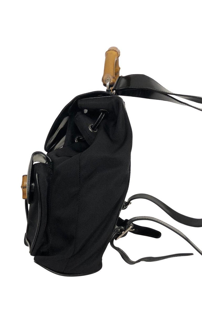 Vintage Gucci Bamboo Backpack Black - Large Size For Sale at 1stDibs ...