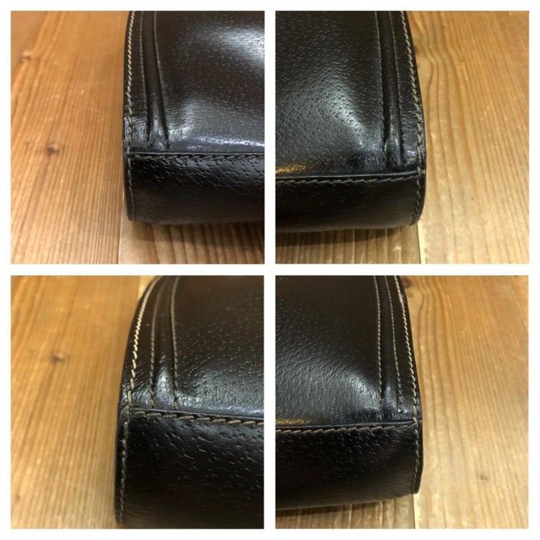 Vintage GUCCI Black Leather Mini Book Tote Bag at 1stDibs
