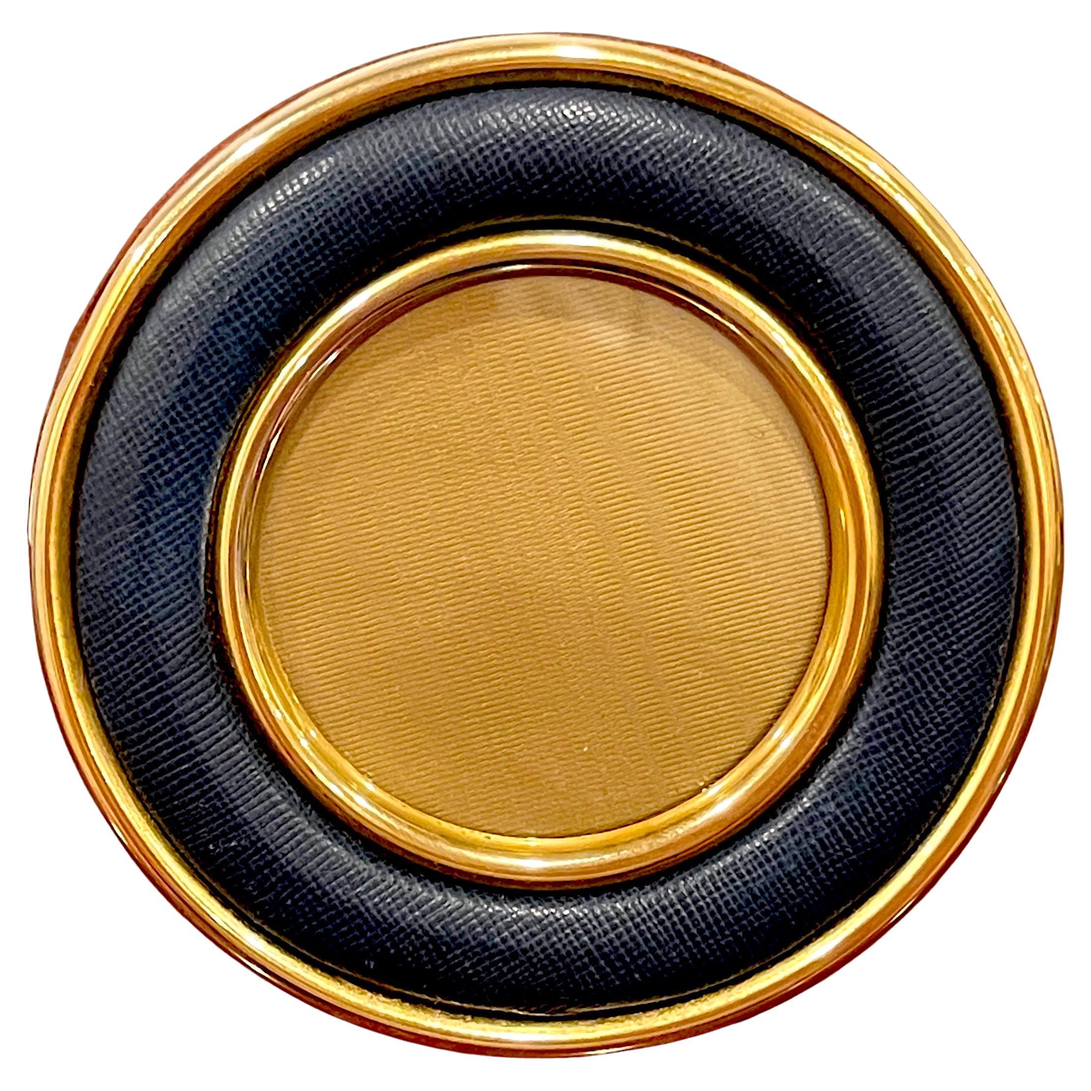 Vintage Gucci Blue Leather and Gilt Brass 'Porthole' Frame, Italy ...