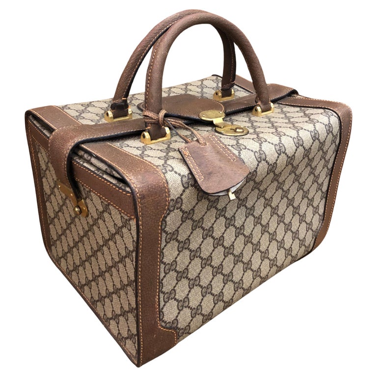 Vintage GUCCI Brown GG Monogram Canvas Soft-Sided Vanity Trunk Bag ...