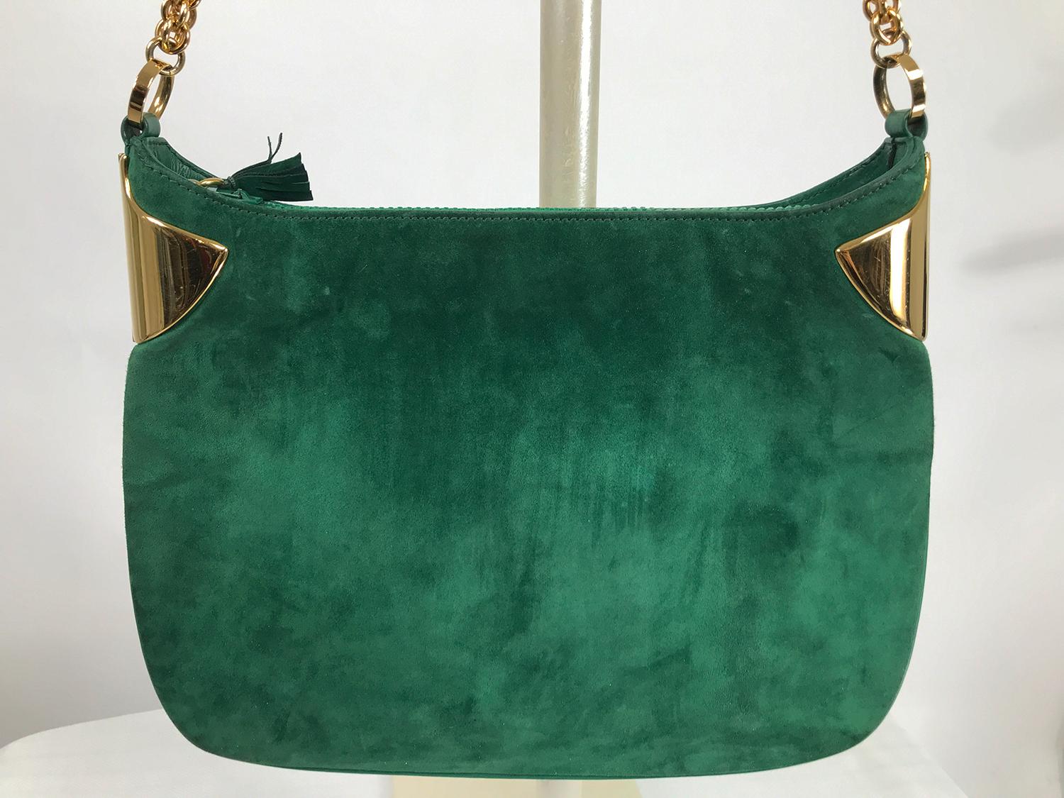 Vintage Gucci Forest Green Suede with Gold Chain and Gold Hardware ...
