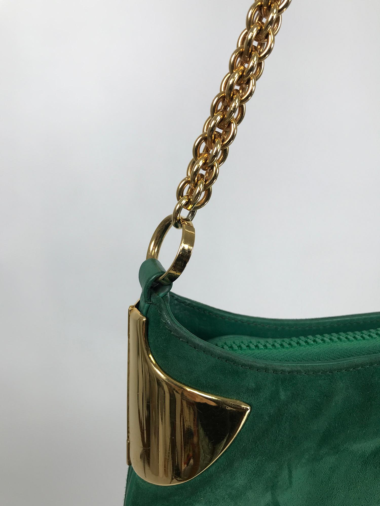 Vintage Gucci Forest Green Suede with Gold Chain and Gold Hardware ...