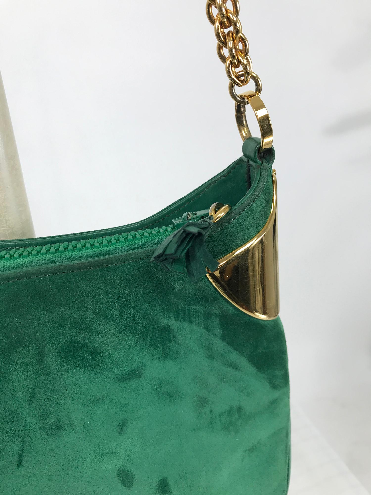 Vintage Gucci Forest Green Suede with Gold Chain and Gold Hardware ...