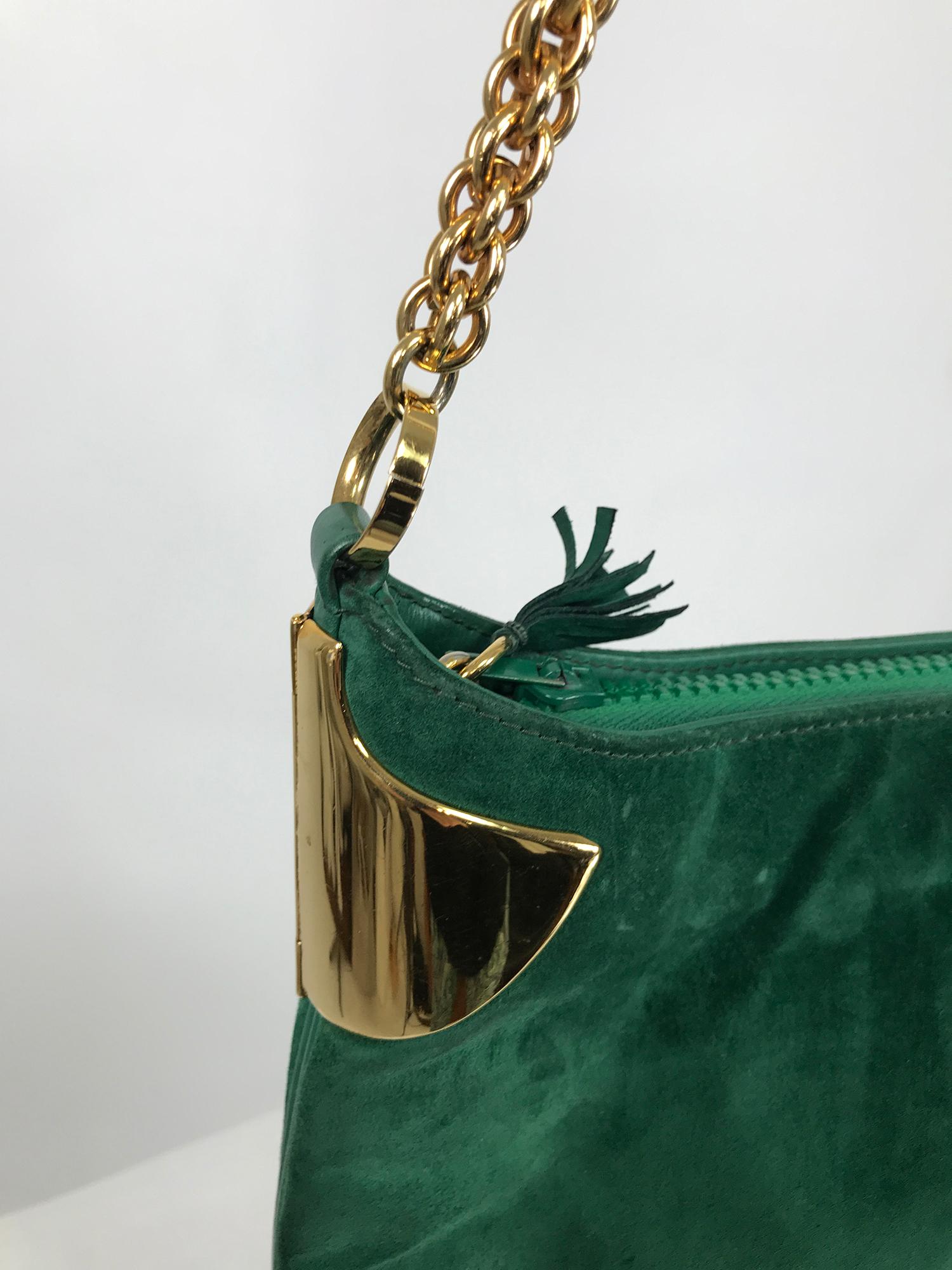 Vintage Gucci Forest Green Suede with Gold Chain and Gold Hardware ...