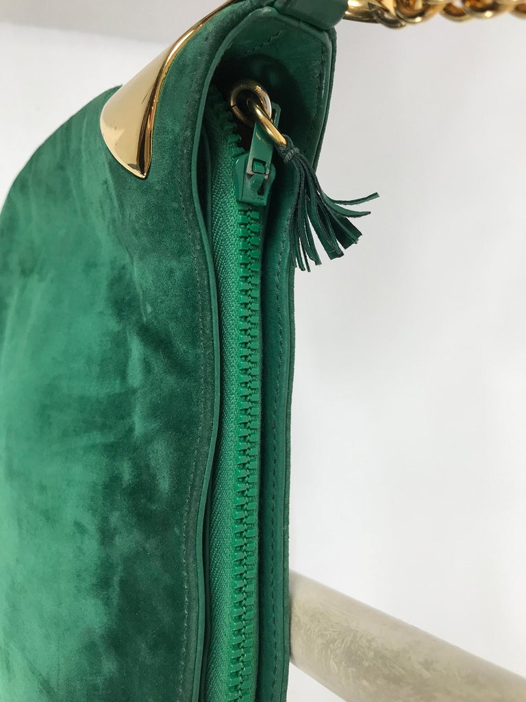Vintage Gucci Forest Green Suede with Gold Chain and Gold Hardware ...