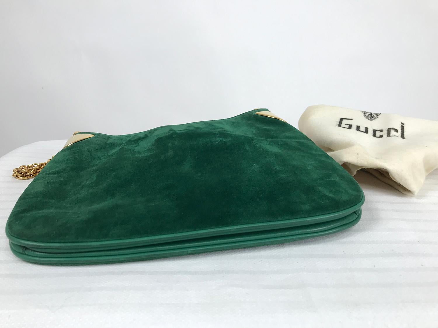 Vintage Gucci Forest Green Suede with Gold Chain and Gold Hardware ...