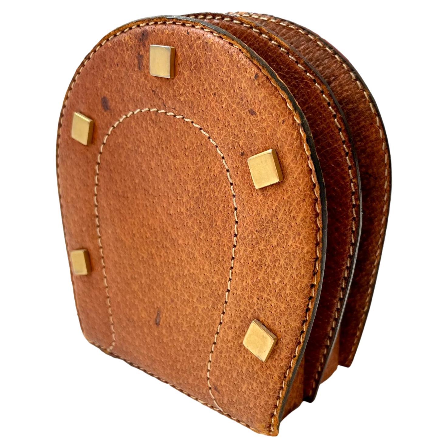 Stuart Kern "America" Leather and Brass Letter Holder, circa 1980 For ...