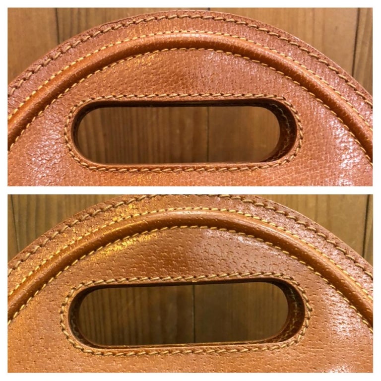 Vintage GUCCI Caramel Leather Mini Book Tote Bag at 1stDibs