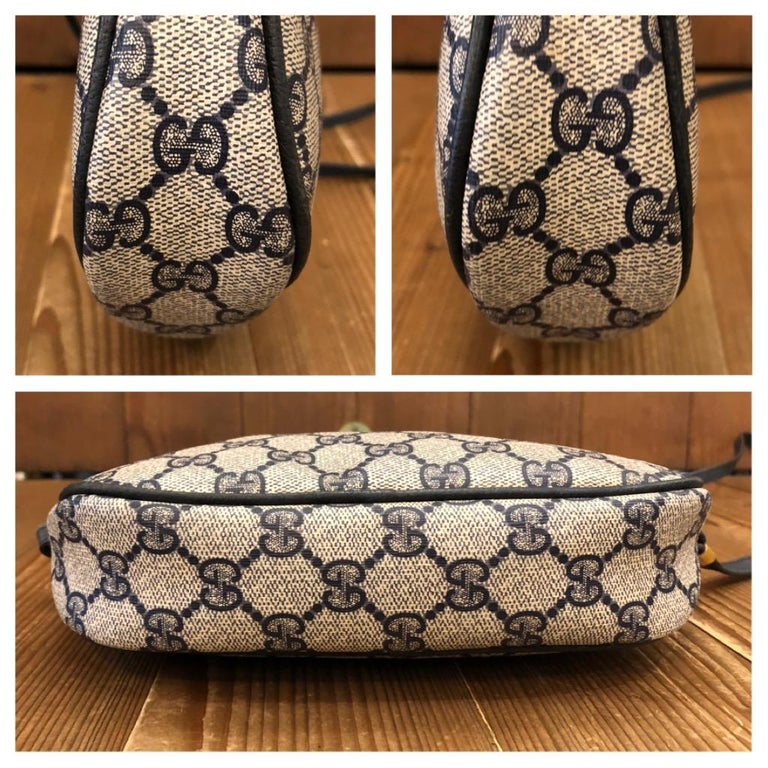 Vintage GUCCI Monogram Canvas Crossbody Bag Navy For Sale at 1stDibs