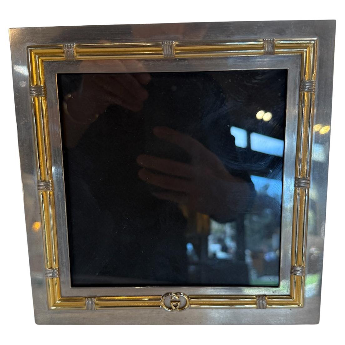 Vintage Gucci Silver and Gilt Metal Picture Frame with Interlocking GG ...