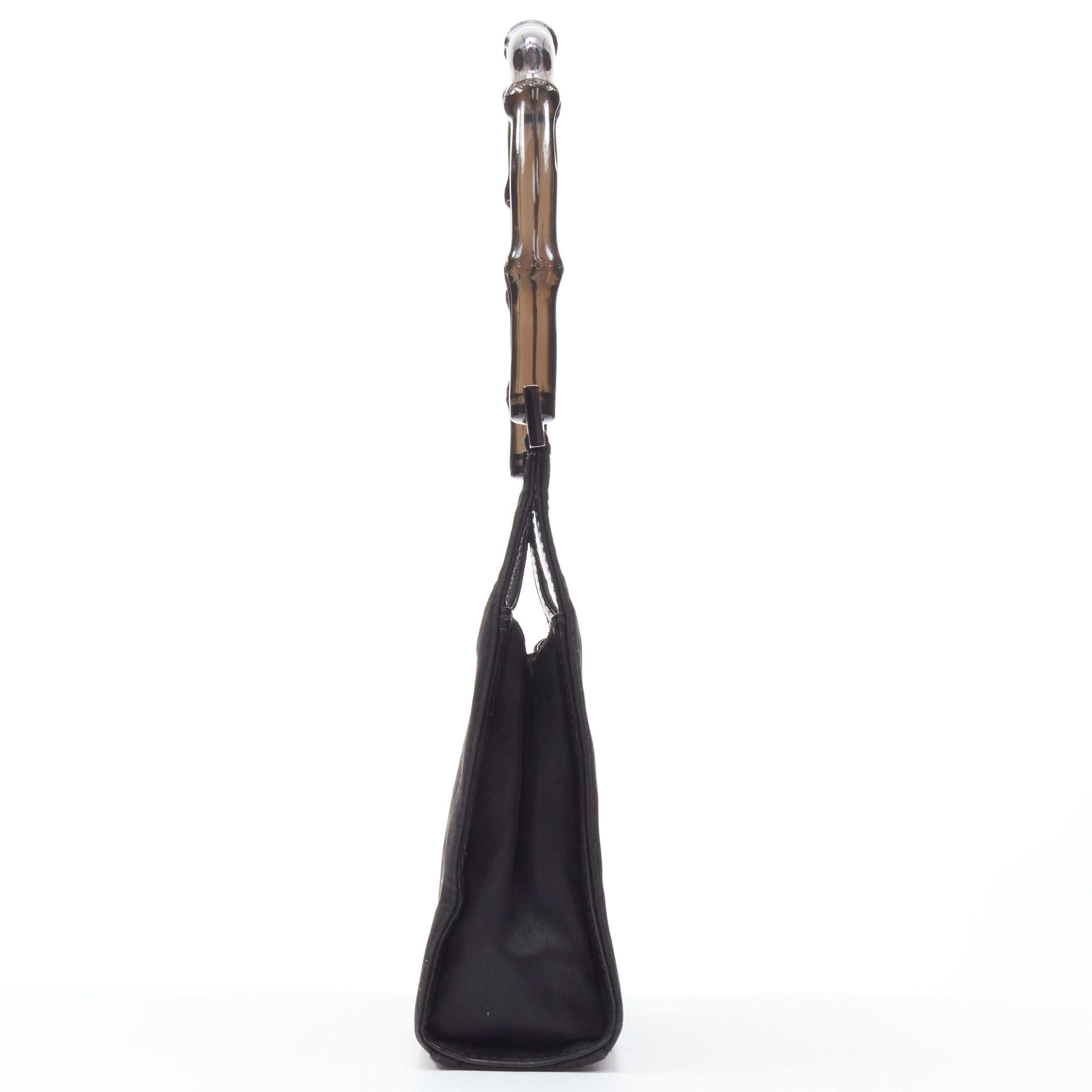 vintage GUCCIO black satin acrylic bamboo square cut shoulder bag at ...