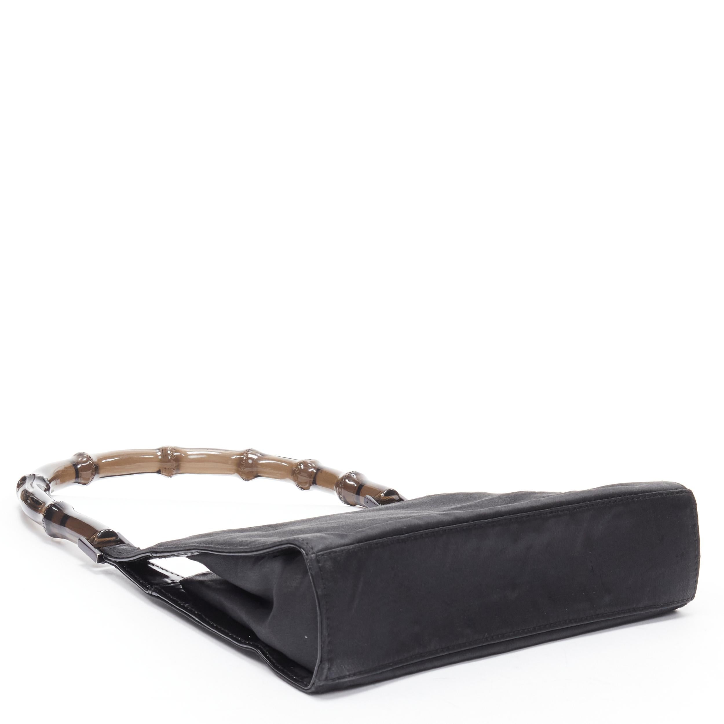 vintage GUCCIO black satin acrylic bamboo square cut shoulder bag at ...