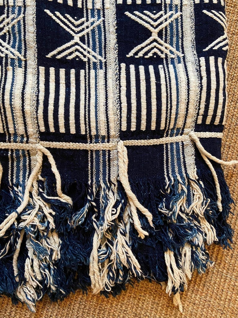 Vintage, Guro Chief’s Cloth Blue and White Stripes, 20th Century, Ivory ...