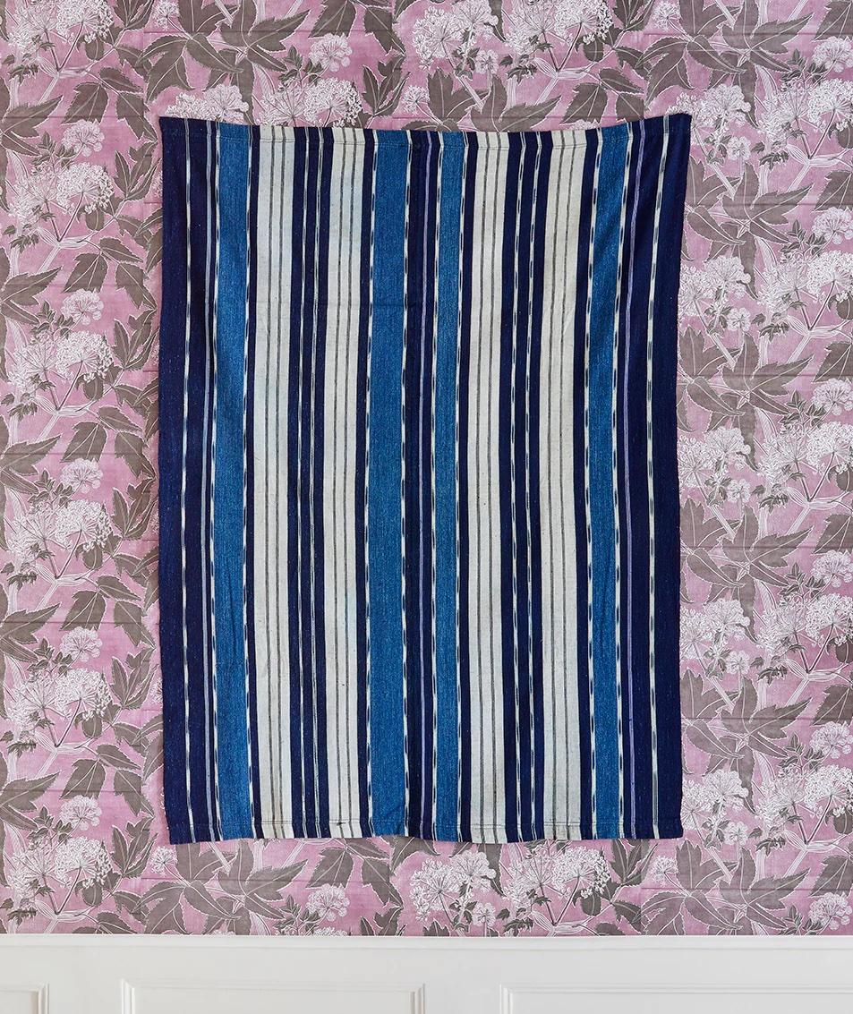 Vintage Guro Chief’s Cloth Textile in Blue with Ikat Pattering, Nigeria ...
