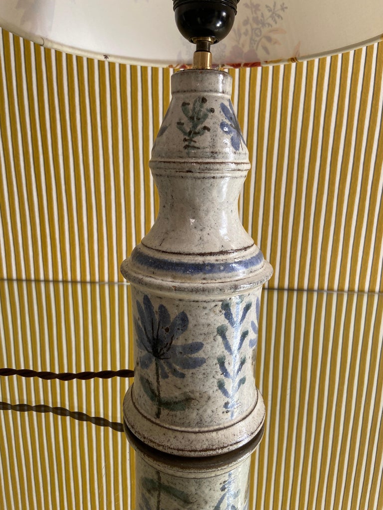 Vintage Gustave Reynaud Ceramic Table Lamp with Customized Shade ...