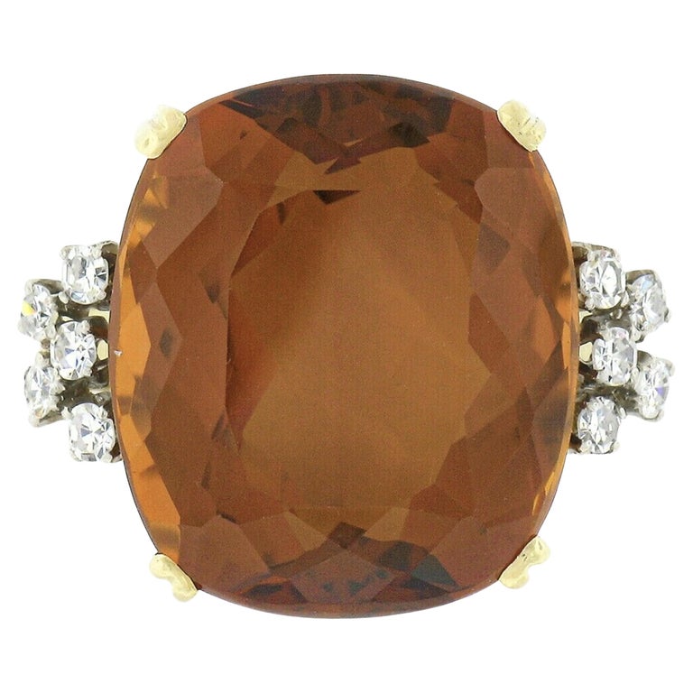 Vintage H Stern 18k Gold 19 25ctw Cushion Madeira Citrine Diamond