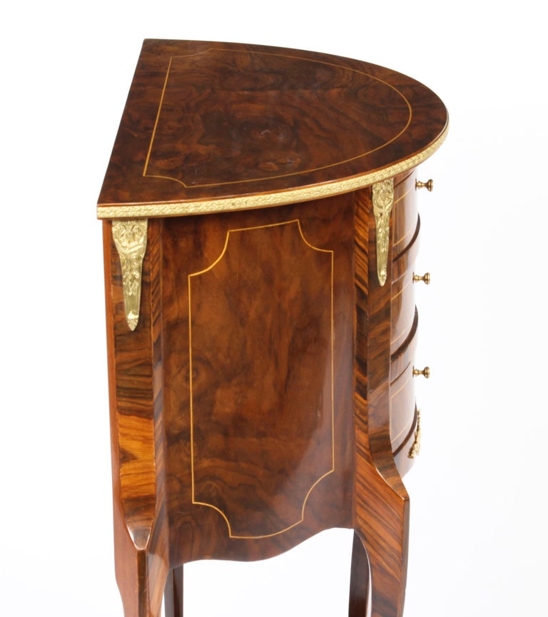 Vintage Half Moon Walnut Chest Side Cabinet Bedside Console 20th C For ...