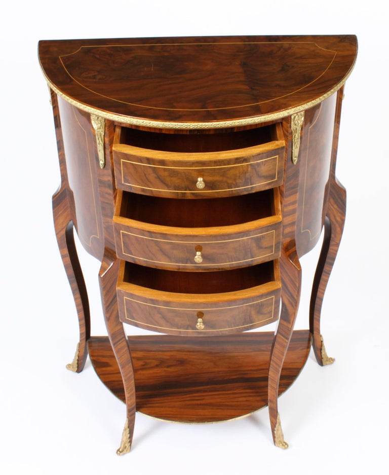 Vintage Half Moon Walnut Chest Side Cabinet Bedside Console 20th C For ...