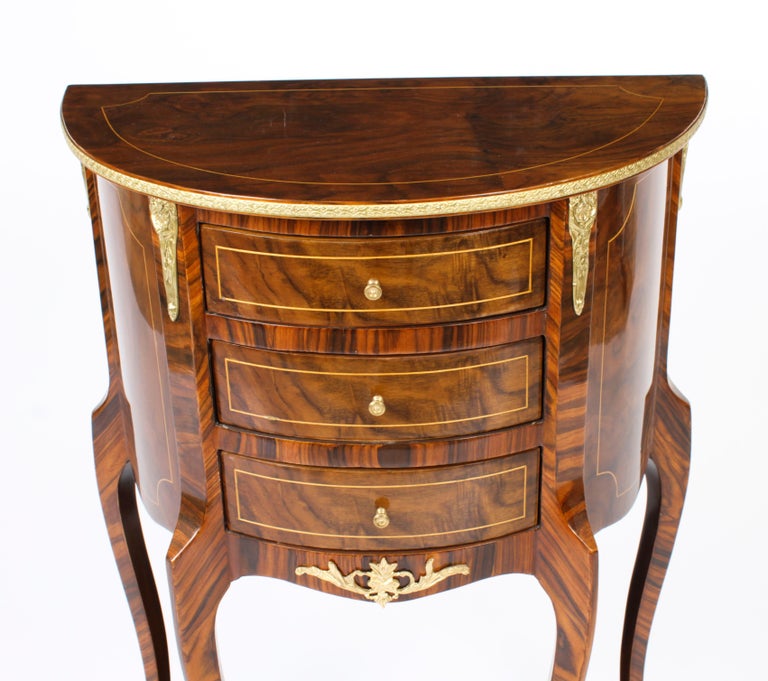 Vintage Half Moon Walnut Chest Side Cabinet Bedside Console 20th C For ...