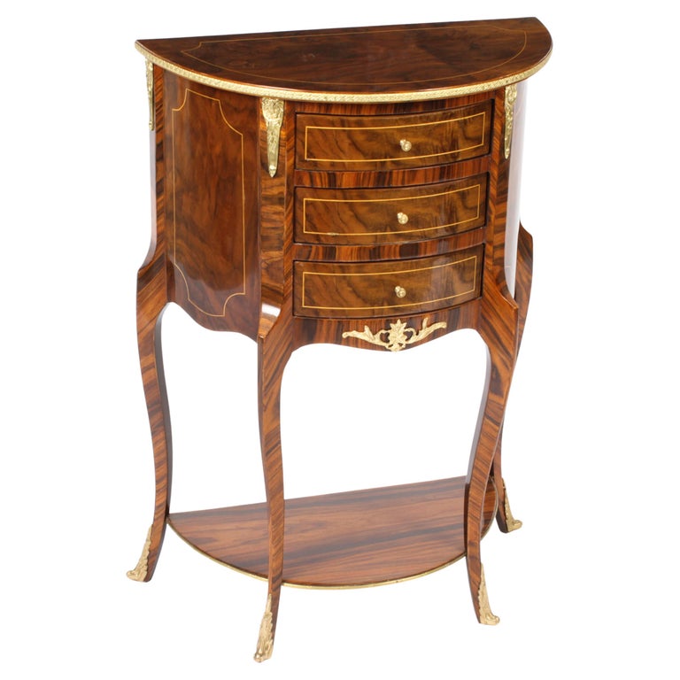 Vintage Half Moon Walnut Chest Side Cabinet Bedside Console 20th C For ...