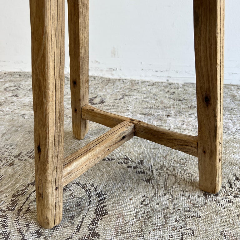 Vintage Half Round Elm Wood Stool For Sale at 1stDibs