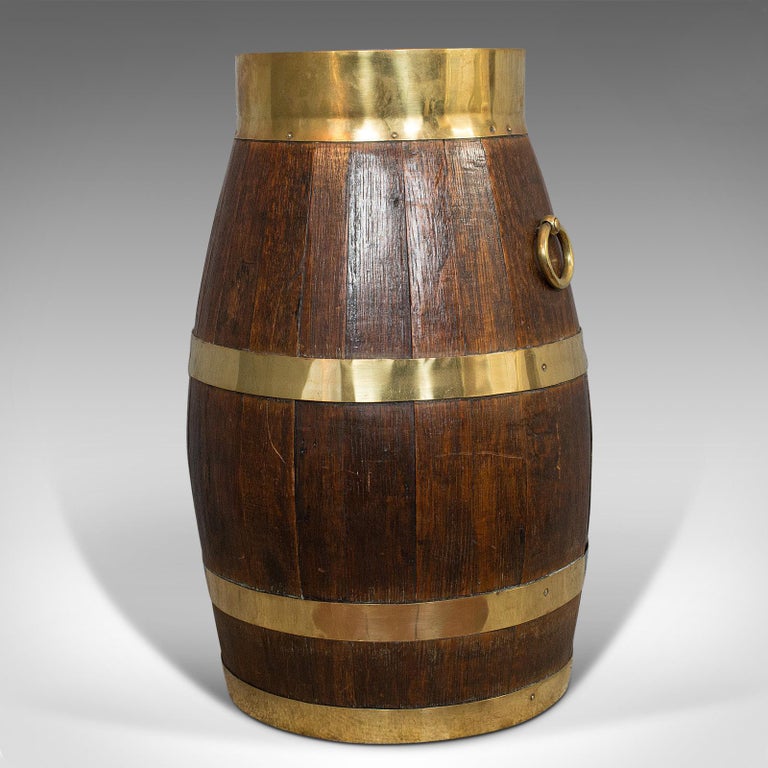 Vintage- Flurständer, englisch, Eiche, Messing, Fass, Schirm, um 1930 ...