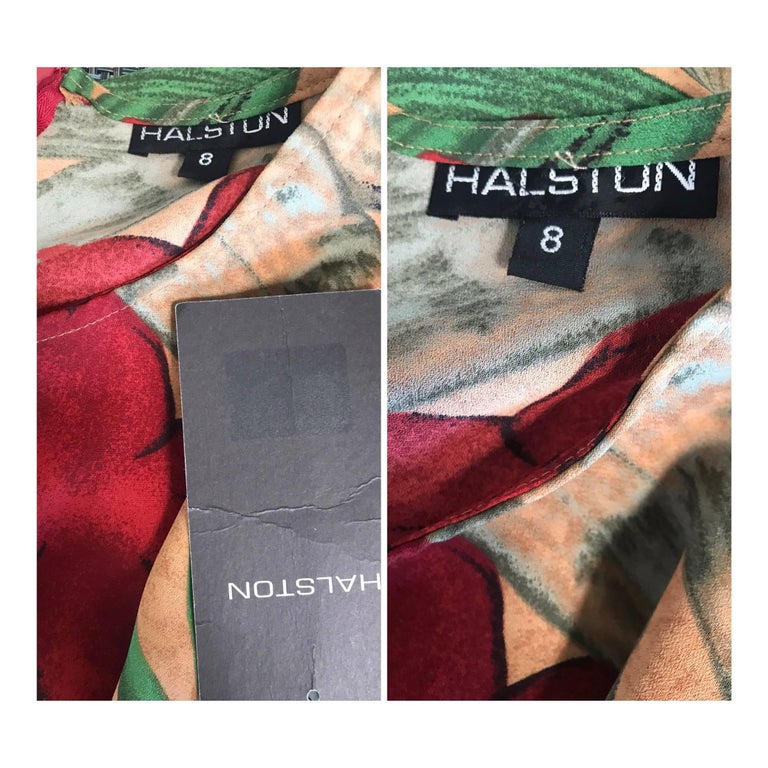 Vintage Halston Gorgeous Size 8 Botanical Tropical Print Cap Sleeve ...