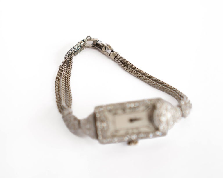 Vintage Hamilton Ladies Platinum Diamond Watch at 1stDibs