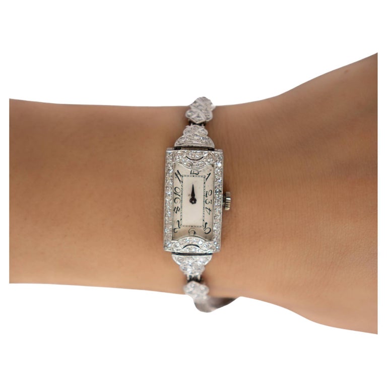 Vintage Hamilton Ladies Platinum Diamond Watch at 1stDibs