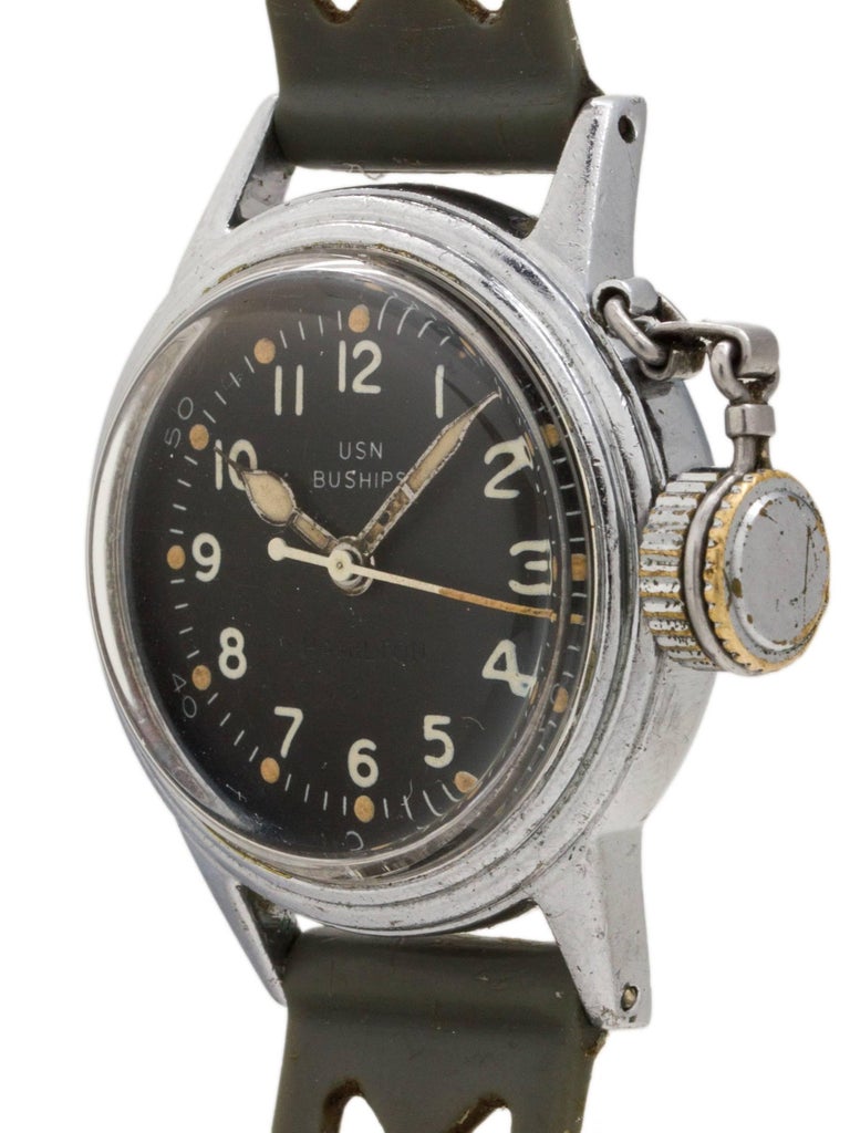 Hamilton Chromium Plated Vintage US Navy “BUSHIPS” WW II Manual Wind ...
