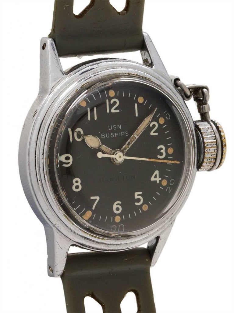 Hamilton Chromium Plated Vintage US Navy “BUSHIPS” WW II Manual Wind ...