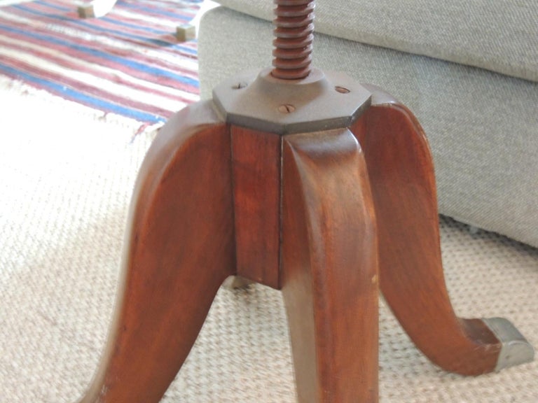 Vintage Hamilton Wood and Iron Industrial Rolling Swivel Stool at ...