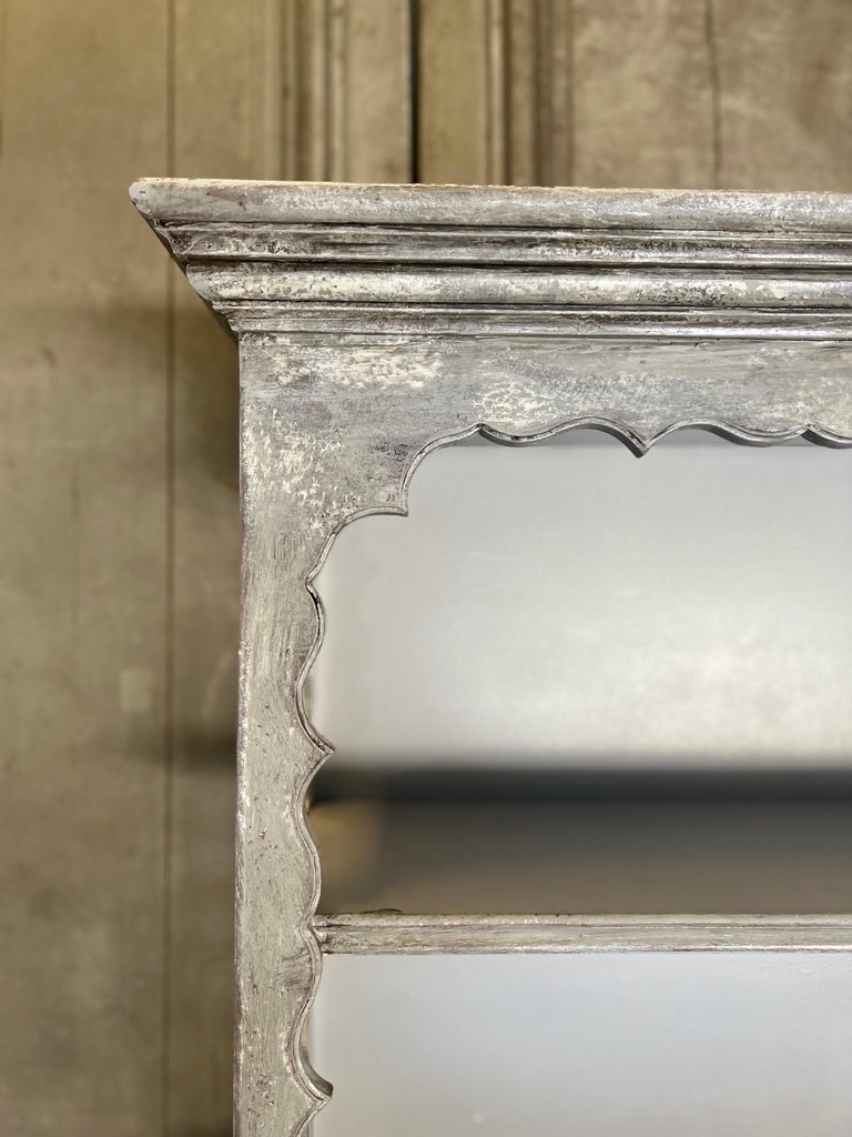 Vintage Hand Carved Bookcase w/ Distressed Greige Finish For Sale at ...