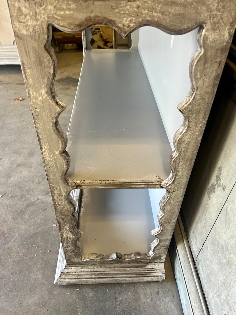 Vintage Hand Carved Bookcase w/ Distressed Greige Finish For Sale at ...