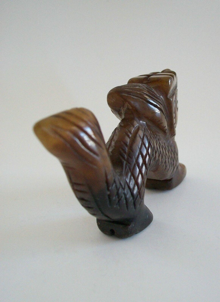 Vintage Hand Carved Brown / Amber Jadeite Dragon, China, Mid/Late 20th ...