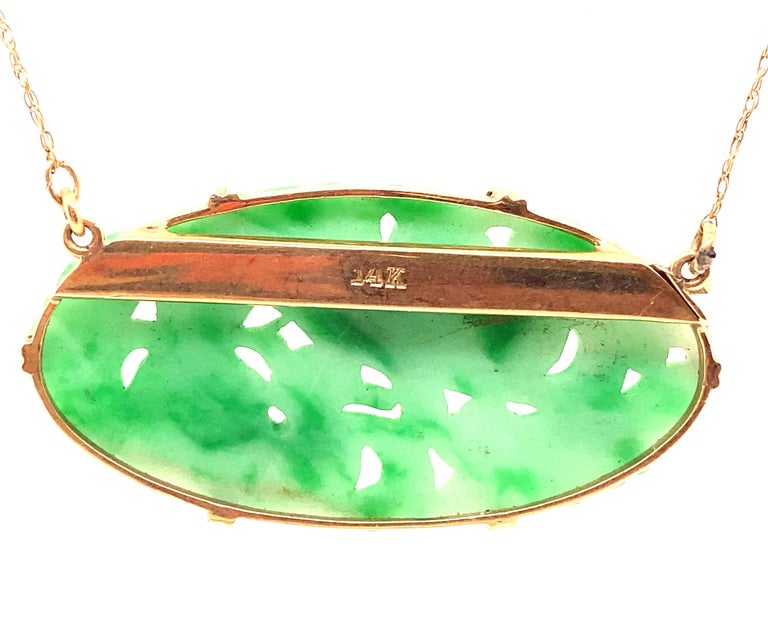 Vintage Hand Carved Jade Necklace Antique Georgian Pendant 14K Yellow ...
