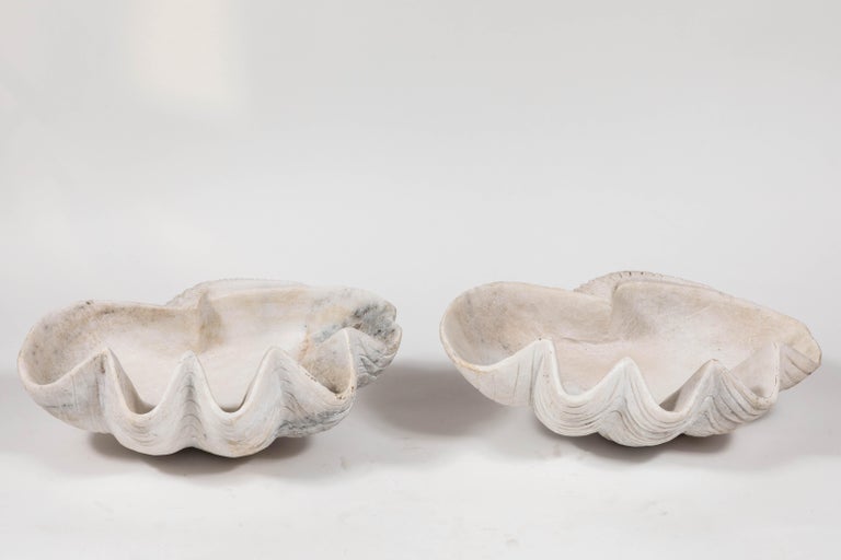 Vintage Hand Carved Marble ‘Giant’ Clam Shell Bowl at 1stDibs