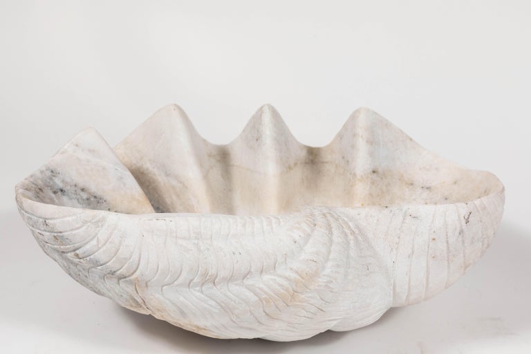 Vintage Hand Carved Marble ‘Giant’ Clam Shell Bowl at 1stDibs