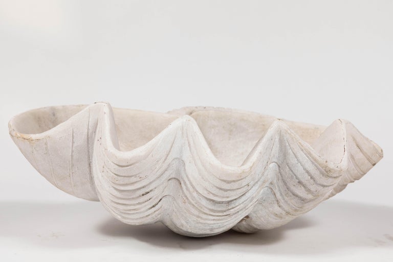 Vintage Hand Carved Marble ‘Giant’ Clam Shell Bowl at 1stDibs