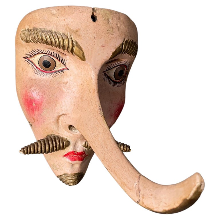 Vintage Hand Carved Marionette Style Mask at 1stDibs