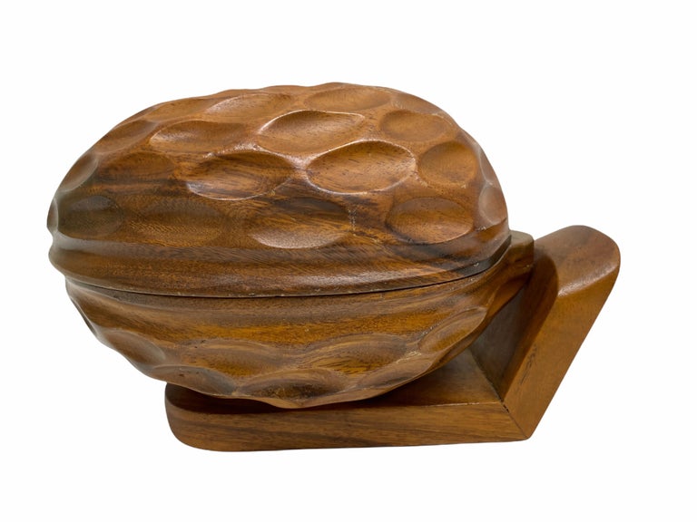Vintage Hand Carved Nut Woodenware Catchall, 1960s For Sale at 1stDibs