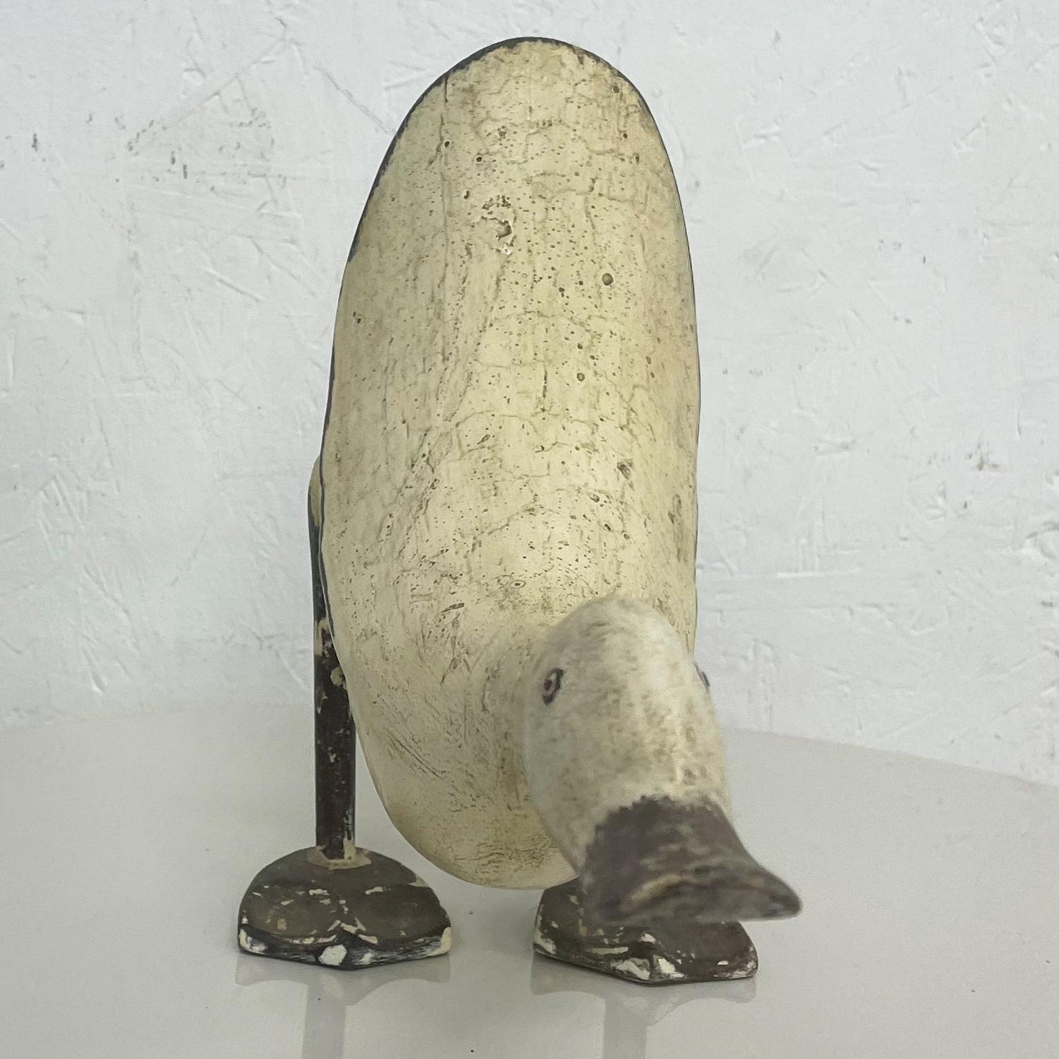Vintage Hand Carved Wood Standing Duck Sculpture in Adorable Stretch ...