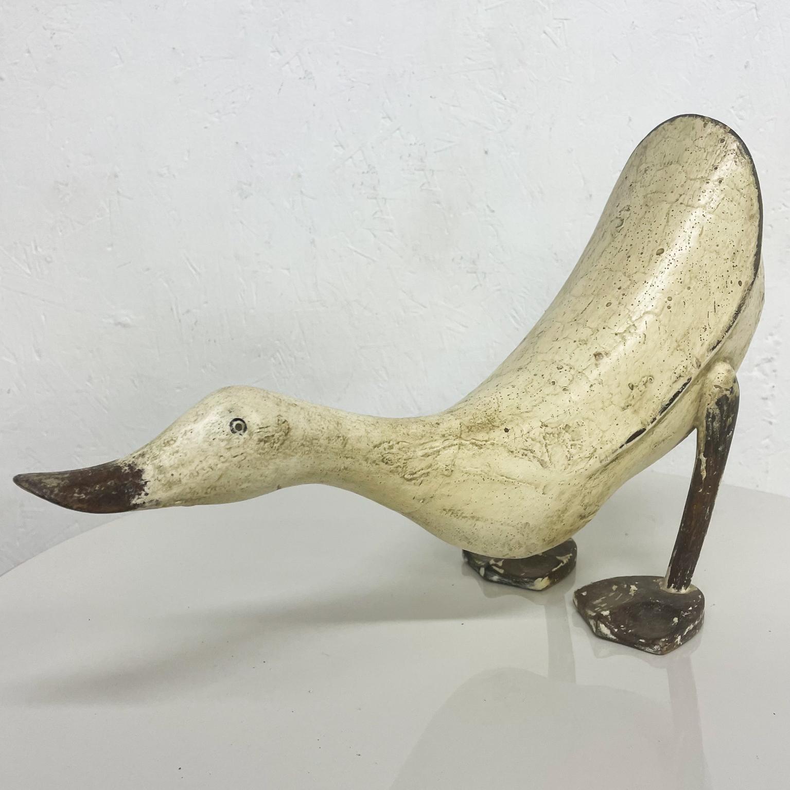 Vintage Hand Carved Wood Standing Duck Sculpture in Adorable Stretch ...