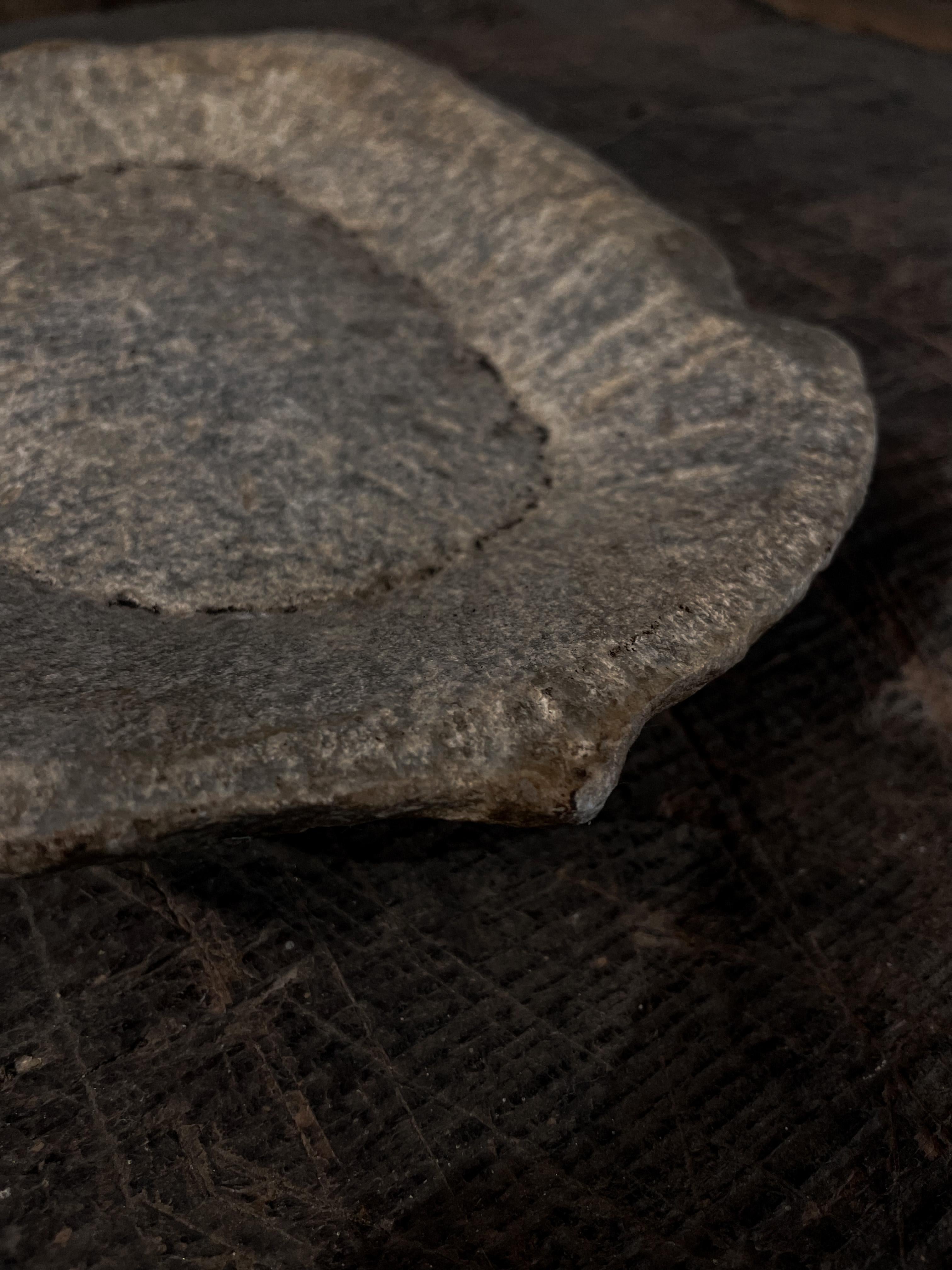 Vintage Hand Carved Stone Plate For Sale at 1stDibs
