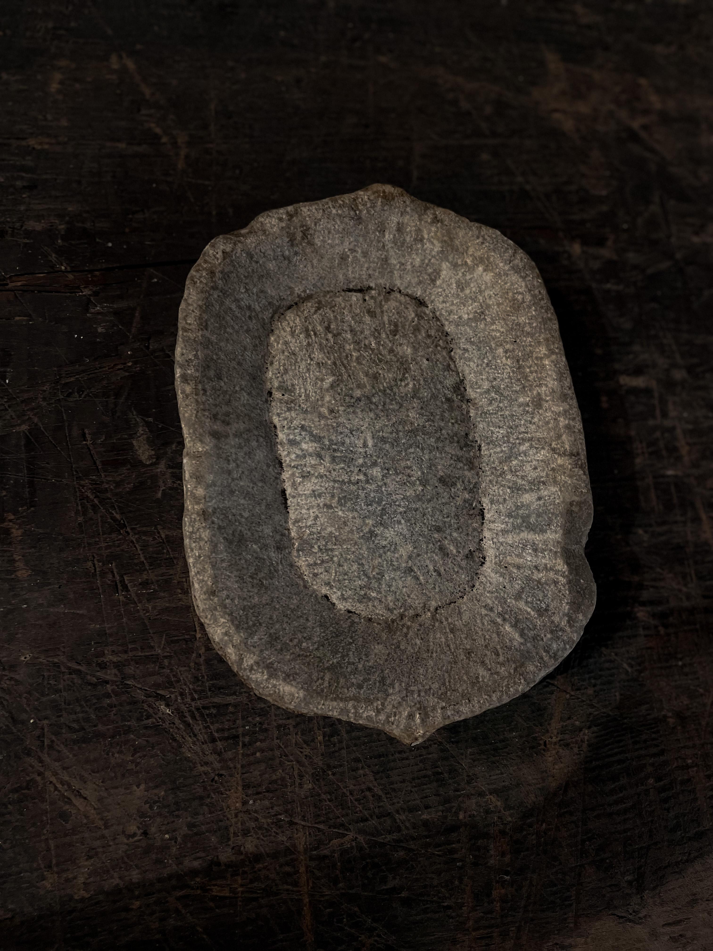 Vintage Hand Carved Stone Plate For Sale at 1stDibs