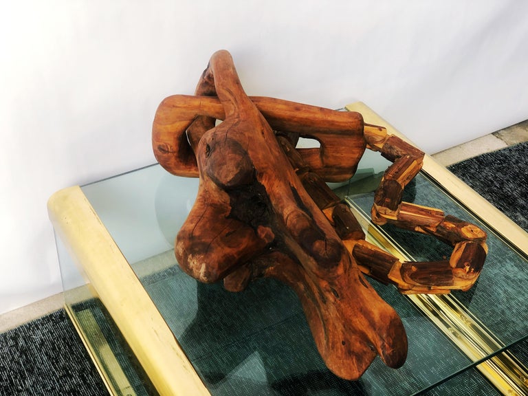 Vintage Hand Carved Wood Chain Link Sculpture, circa 1970s at 1stDibs