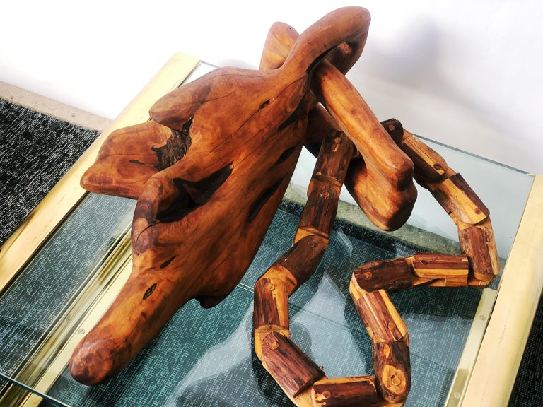 Vintage Hand Carved Wood Chain Link Sculpture, circa 1970s at 1stDibs