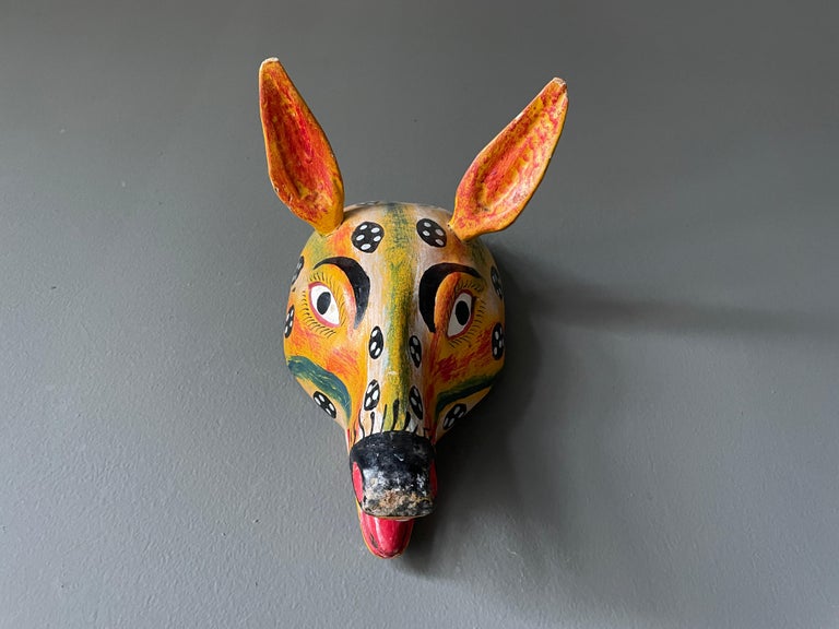 Vintage Hand Carved Wooden Animal Mask at 1stDibs