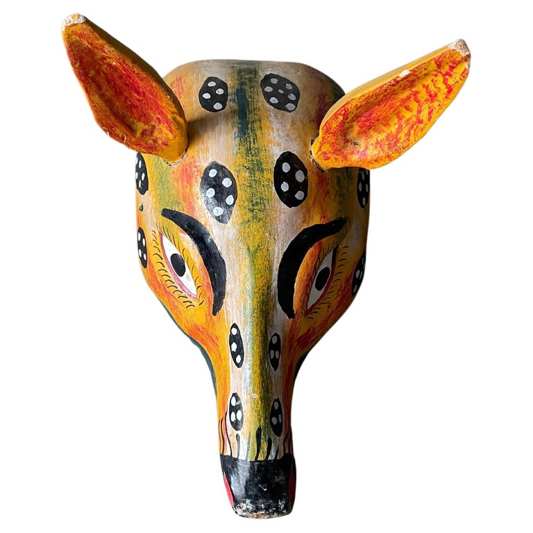 Vintage Hand Carved Wooden Animal Mask at 1stDibs
